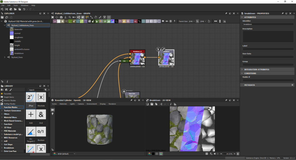 Stylized Cobble With Grass Material - Substance Designer