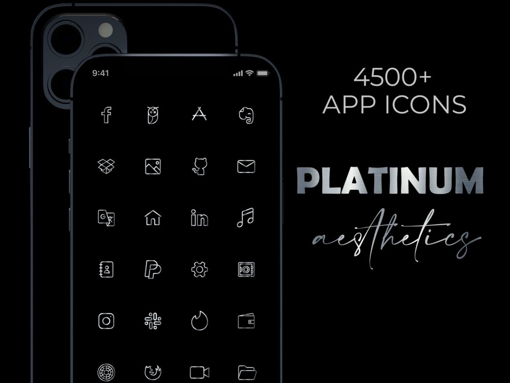 iOS 14 app icons | 4500+ icons | Platinum aesthetics