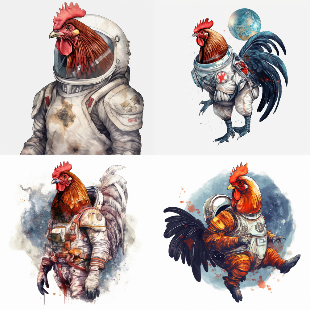 Chicken Astronaut Costume Rooster PNG Graphic Designs