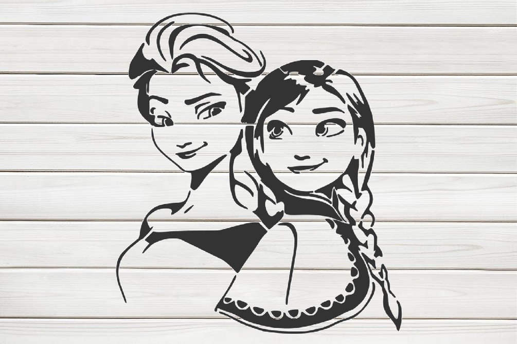 Frozen Anna and Elsa Stencil Model template design print, Digital ...