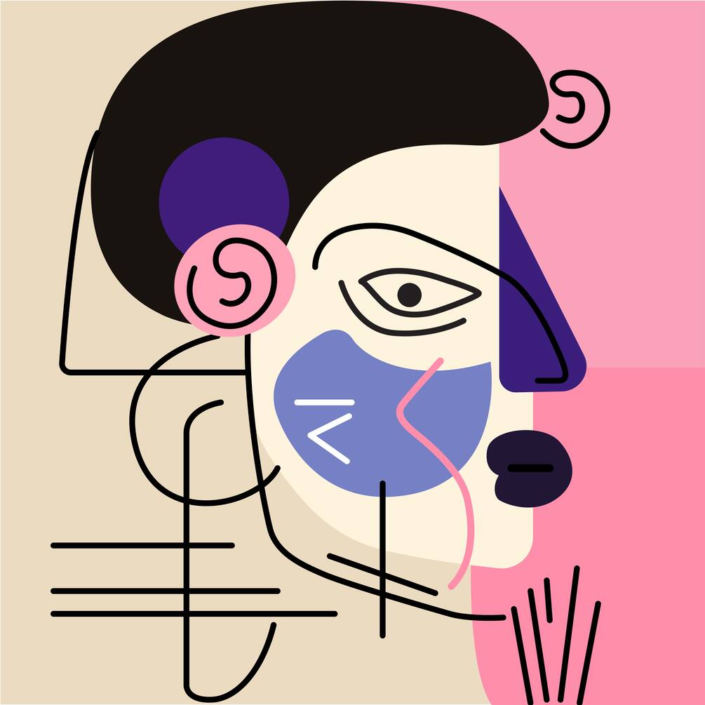 Flat design portrait with abstract shapes 19