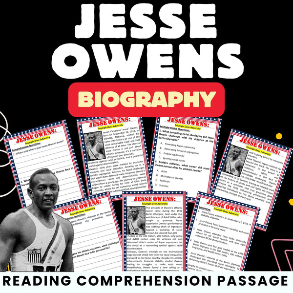 Black History Month Reading Comprehension Passages Biographies ...