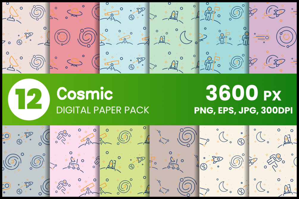 Cosmic 12 Digital Paper Set