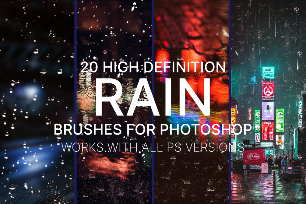 20x Rain & Drop Photoshop Brushes