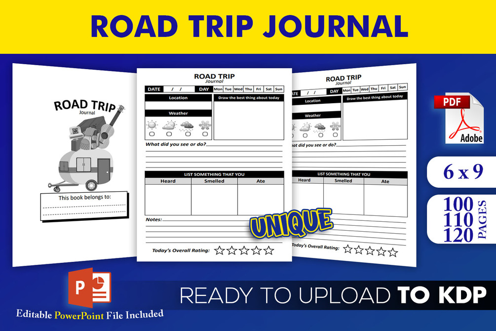 Road Trip Journal | Travel Planner | KDP Interior Template Ready to Upload