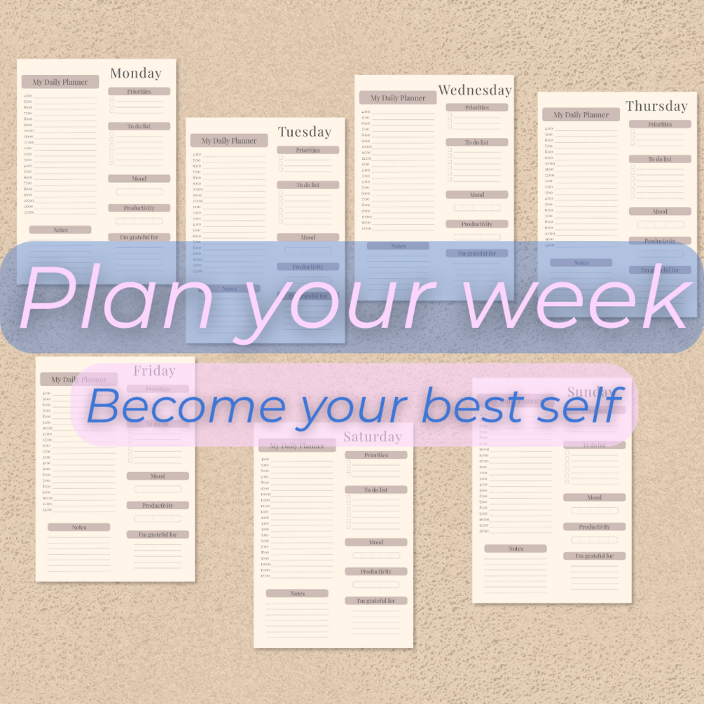 Minimal weekly planner - printable pdf