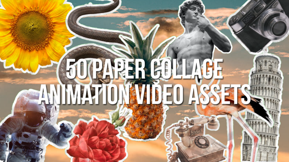 50 Paper Collage Animation Pack #1 | Digital MP4 Assets | Collage Video ...