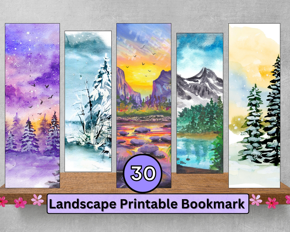 30 Printable landscape Bookmarks | Digital Downloads