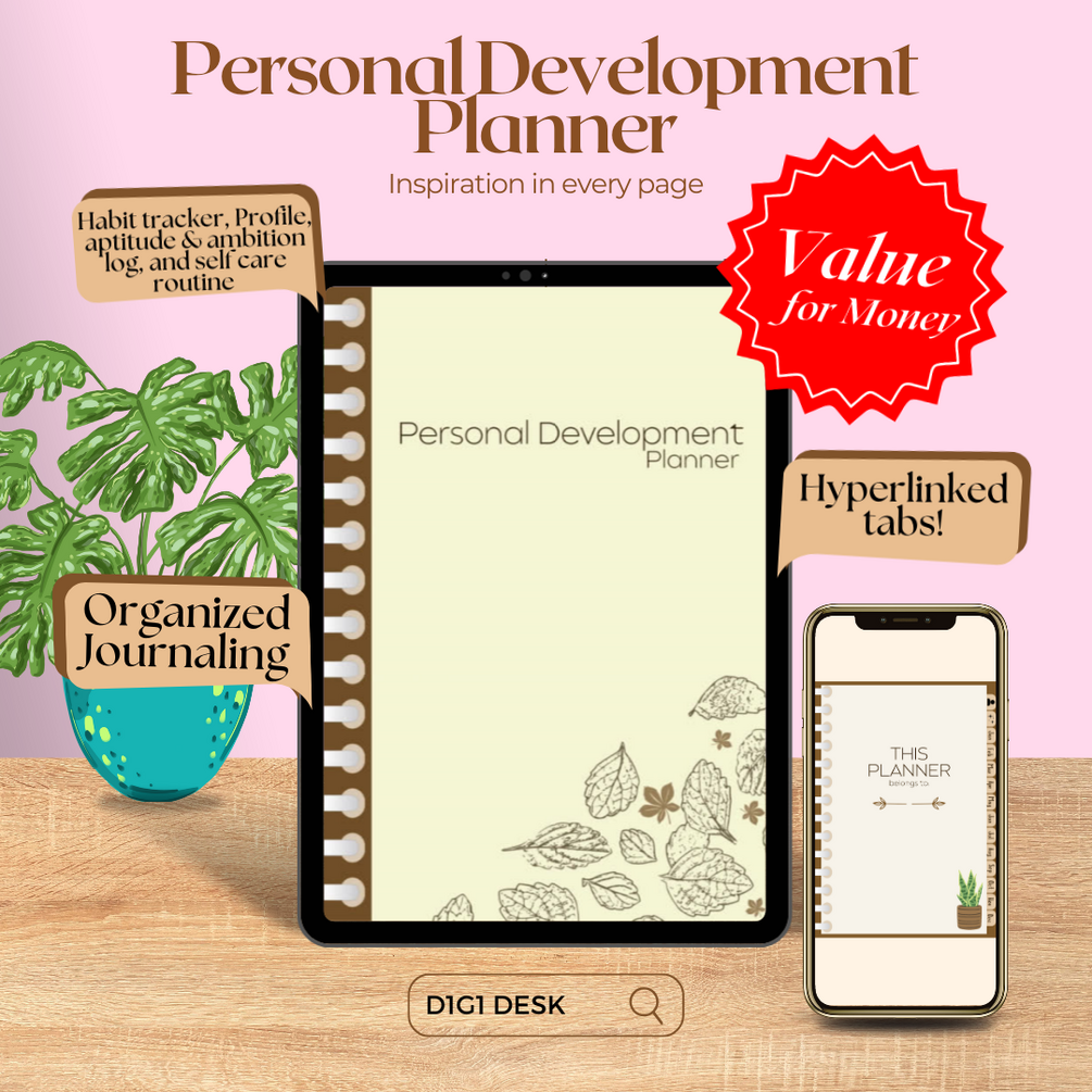 Personal Development Digital Planner - Goal Setting, Productivity, Self ...