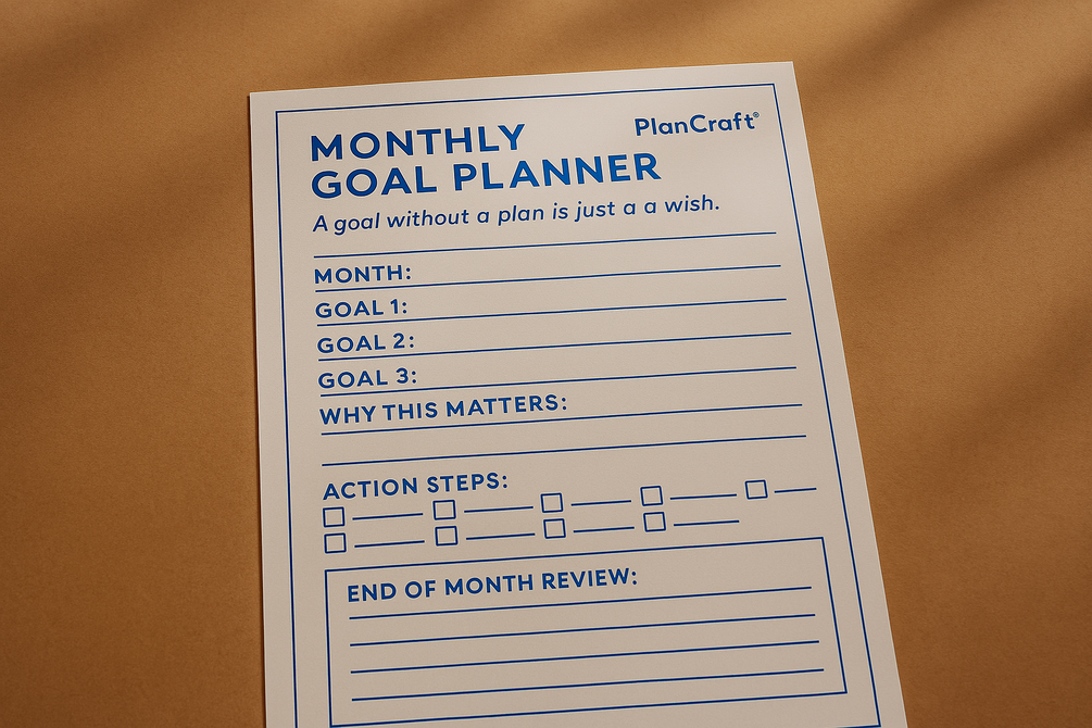 Monthly Goal Planner PDF – Set, Track & Reflect (Printable)