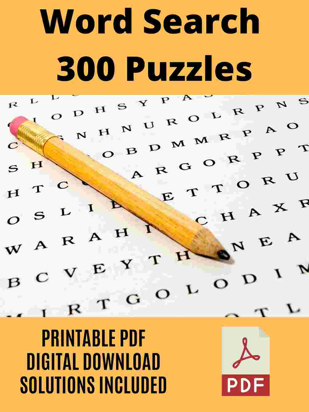 300 Word Search Puzzles with Solutions. Instant Digital Download ...