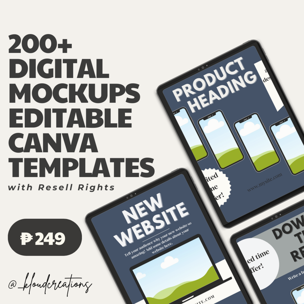 200+ Digital Mockup Editable Canva Templates with Resell Rights