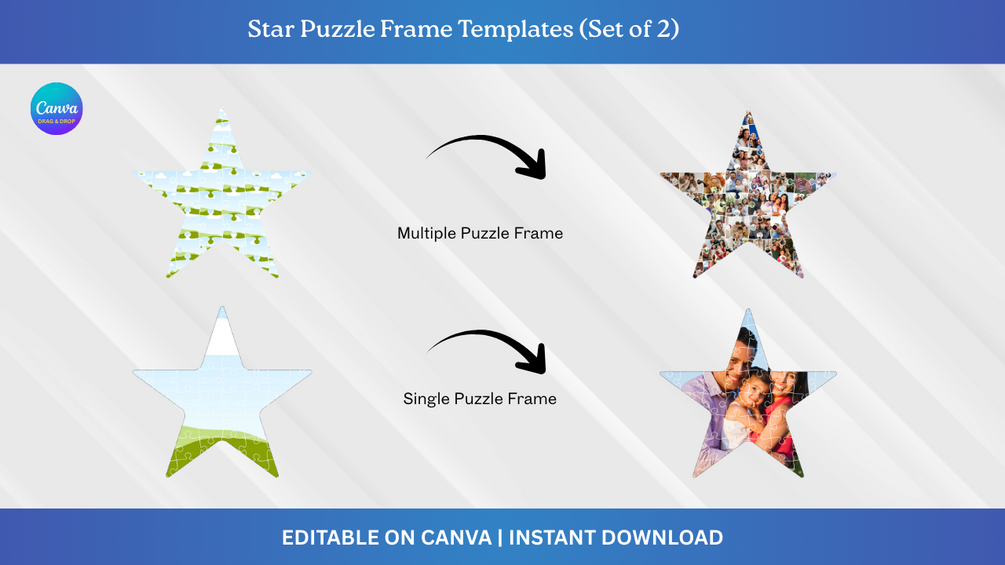 Star Puzzle Frame Templates (Set of 2) – Canva Editable Designs