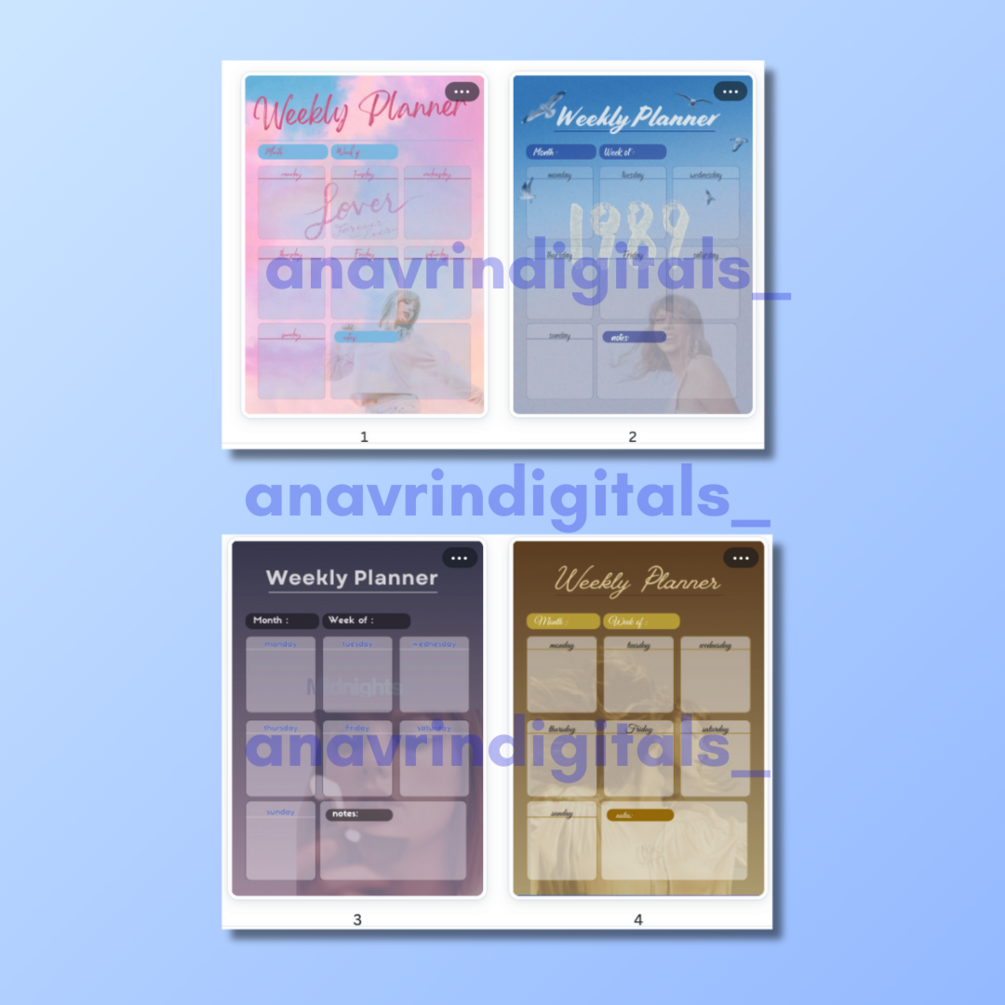 TAYLOR SWIFT ERAS THEME WEEKLY PLANNER