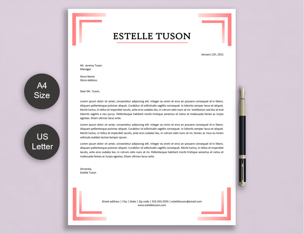 Letterhead Template Design, Personalized Letterhead, Briefpapier ...