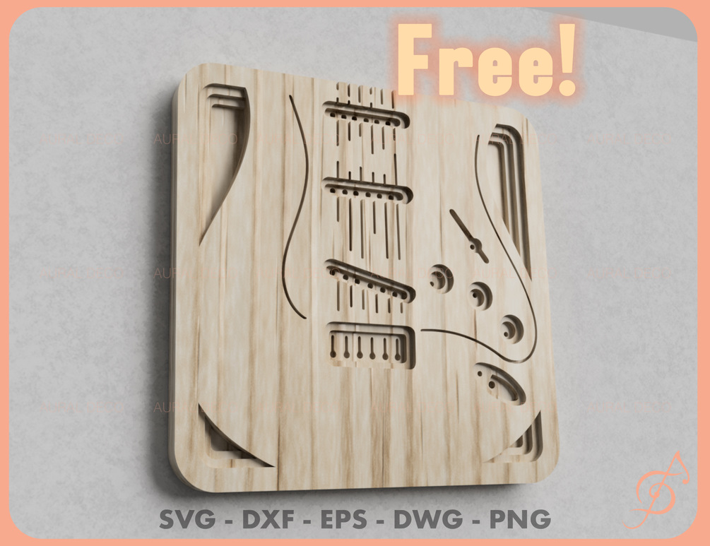 Stratocaster Guitar body for wall art (SVG - DXF File)