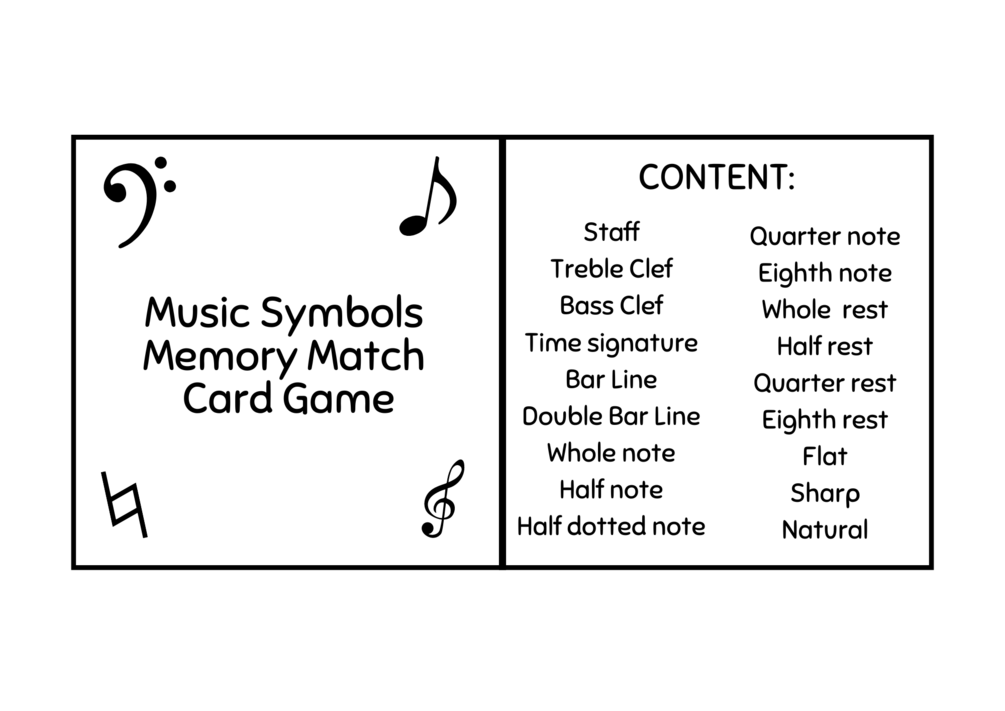 Music Symbols Memory Match Card Game