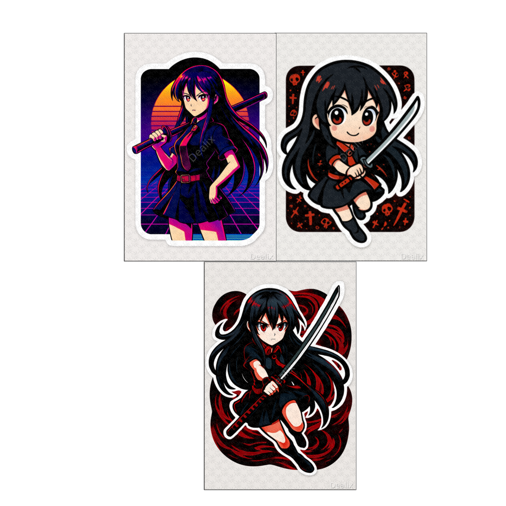 Akame ga Kill Sticker Collection - Set of 3 Unique Designs