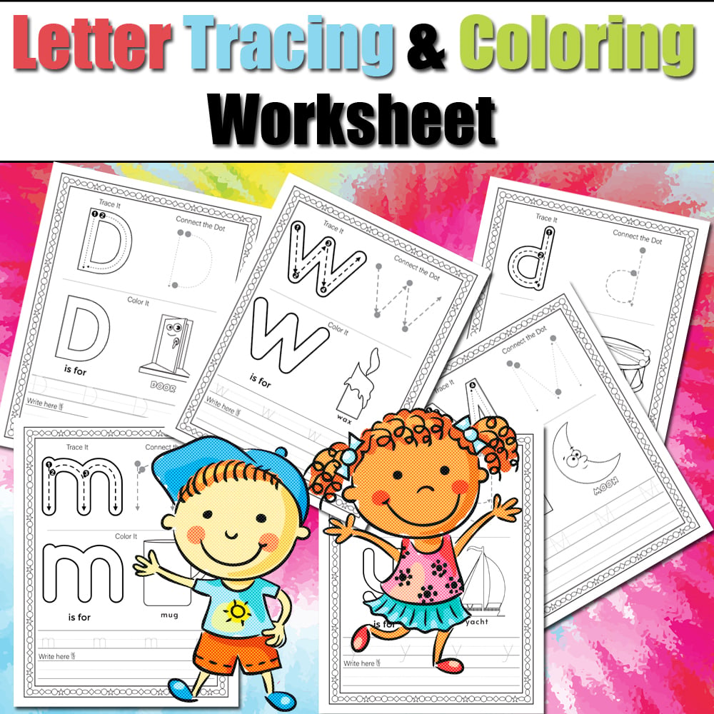Letter Tracing and Coloring Worksheet for Preschoolers: Practice ...