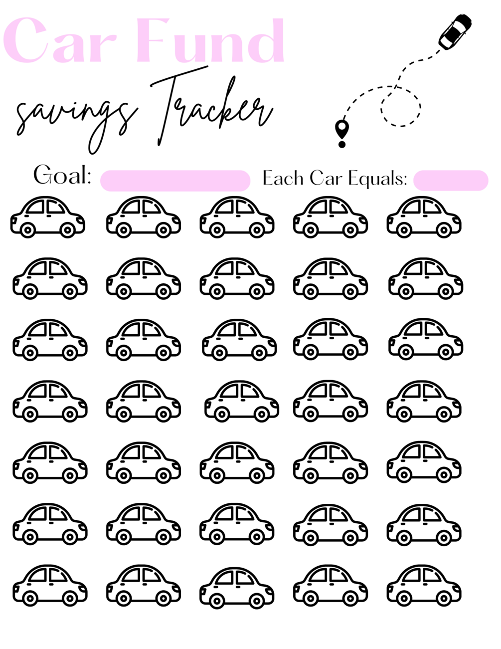 Car Fund Savings Tracker - Your Roadmap to Owning Your Dream Car!