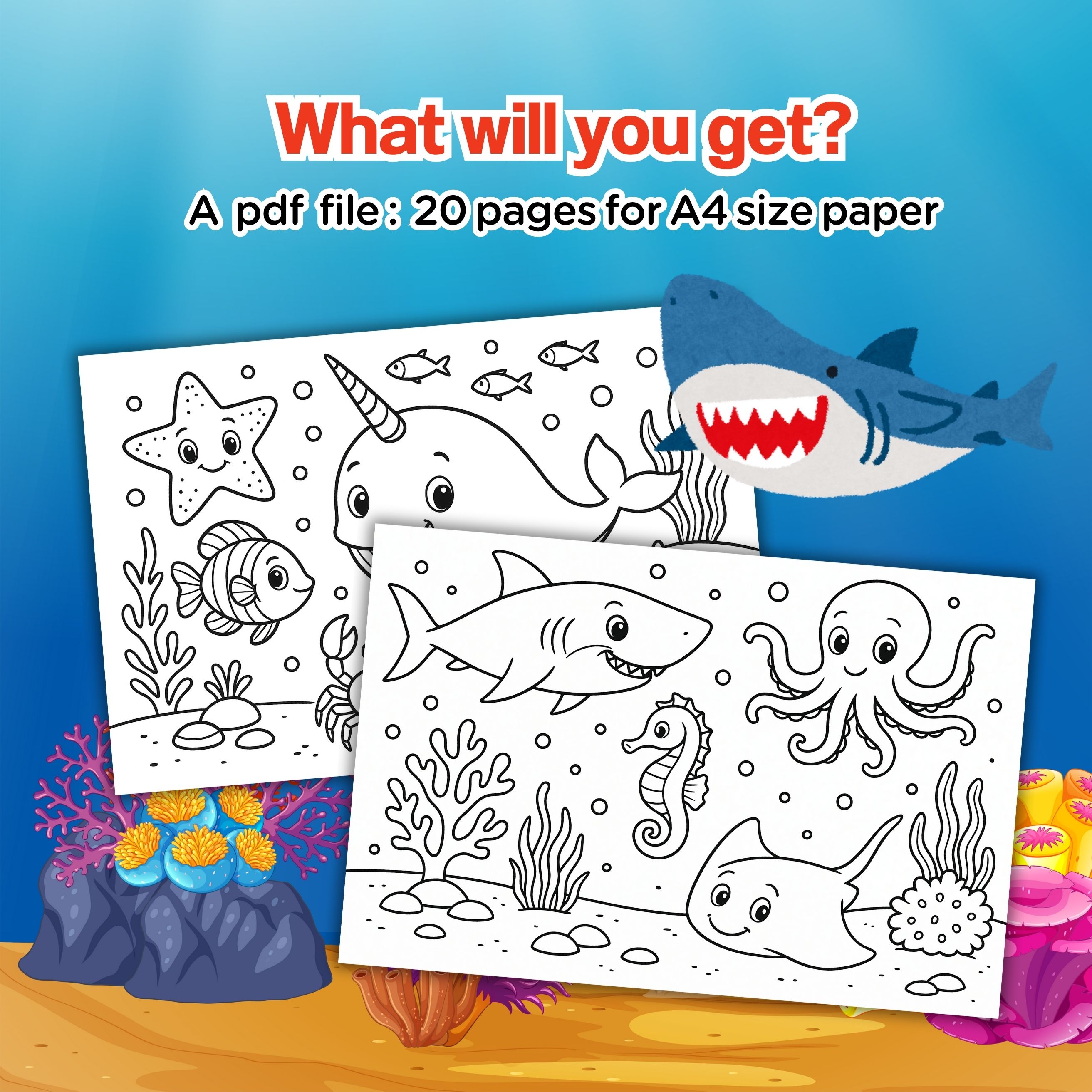Under the Sea, Ocean Animal Coloring Pages for Kids, Summer Activity ...