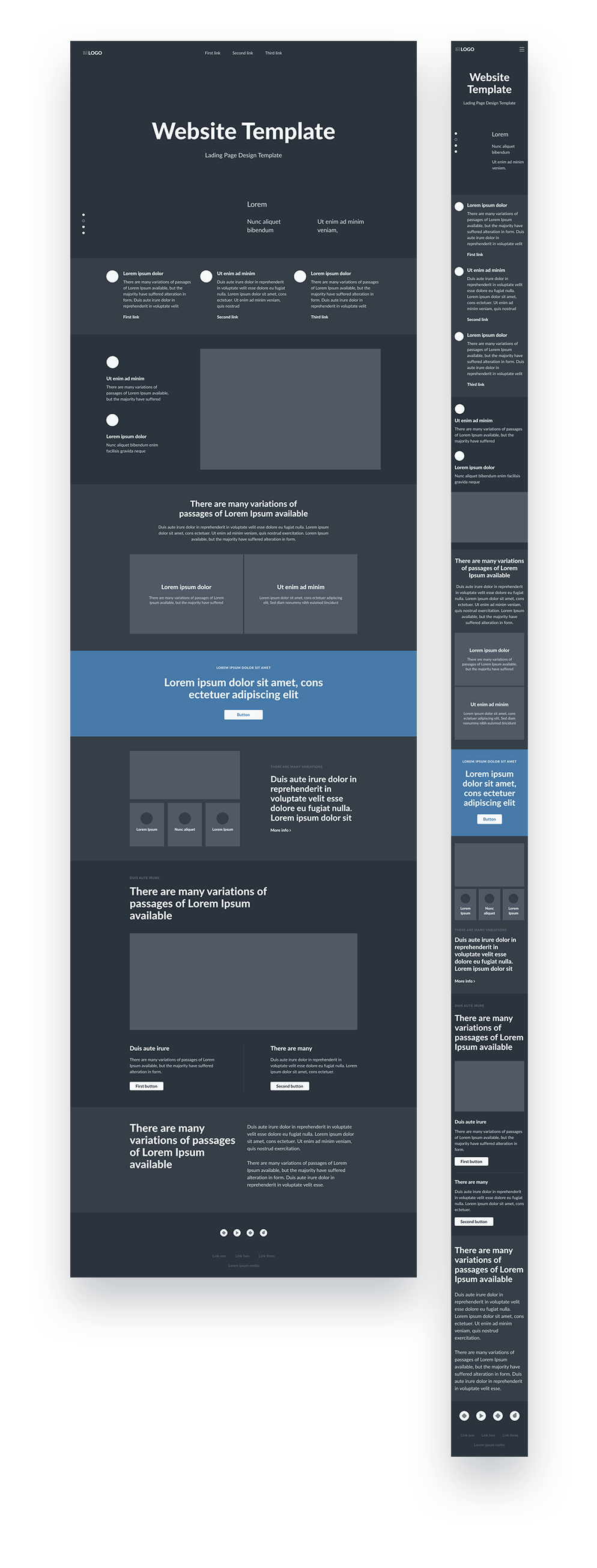 Landing Page Wireframe #84 (Light and Dark theme)