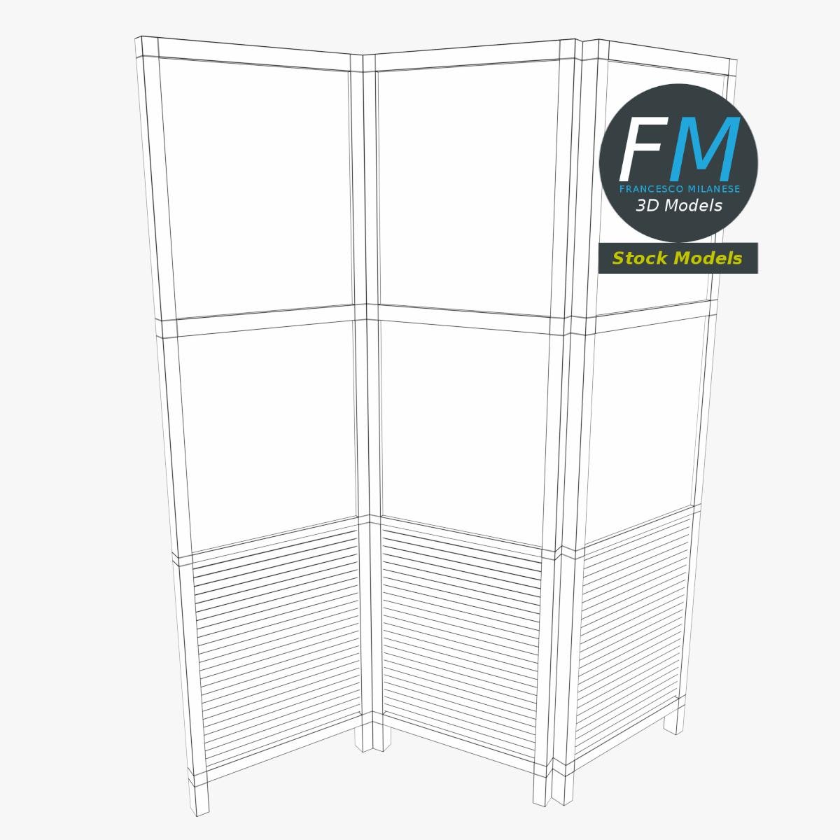 3D MODEL - Folding screen panel room divider