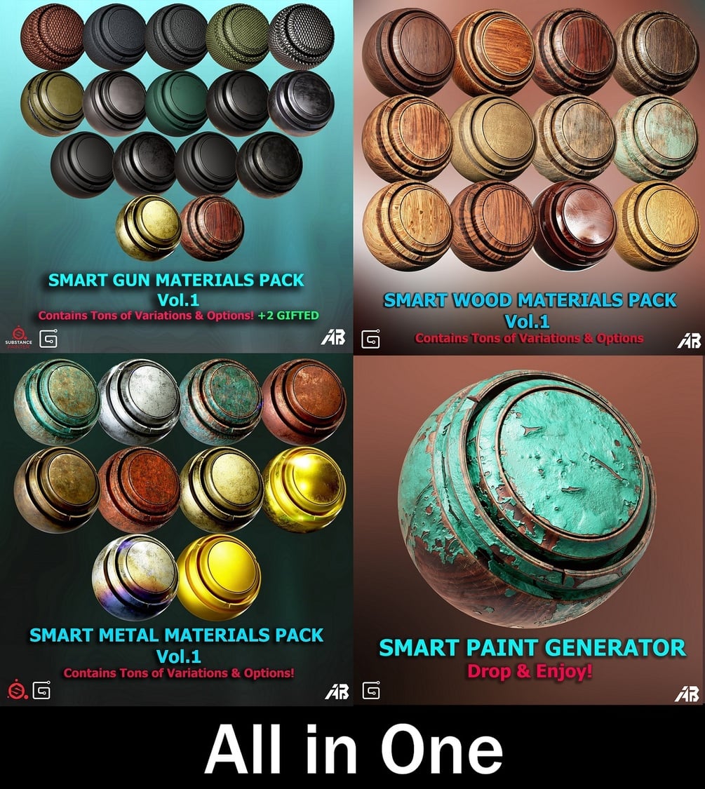 Ultimate Smart Materials Pack Vol1 - Includes Wood/Metal/Gun Packs