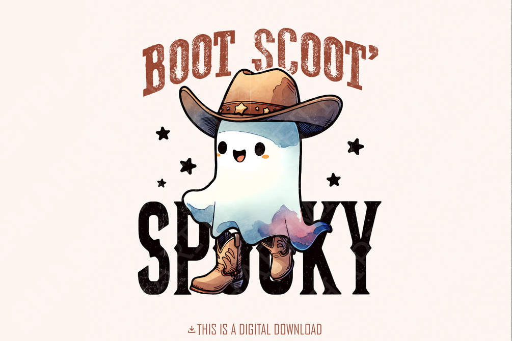 Boot Scoot Spooky PNG, Western Ghost PNG, Retro Halloween Design ...