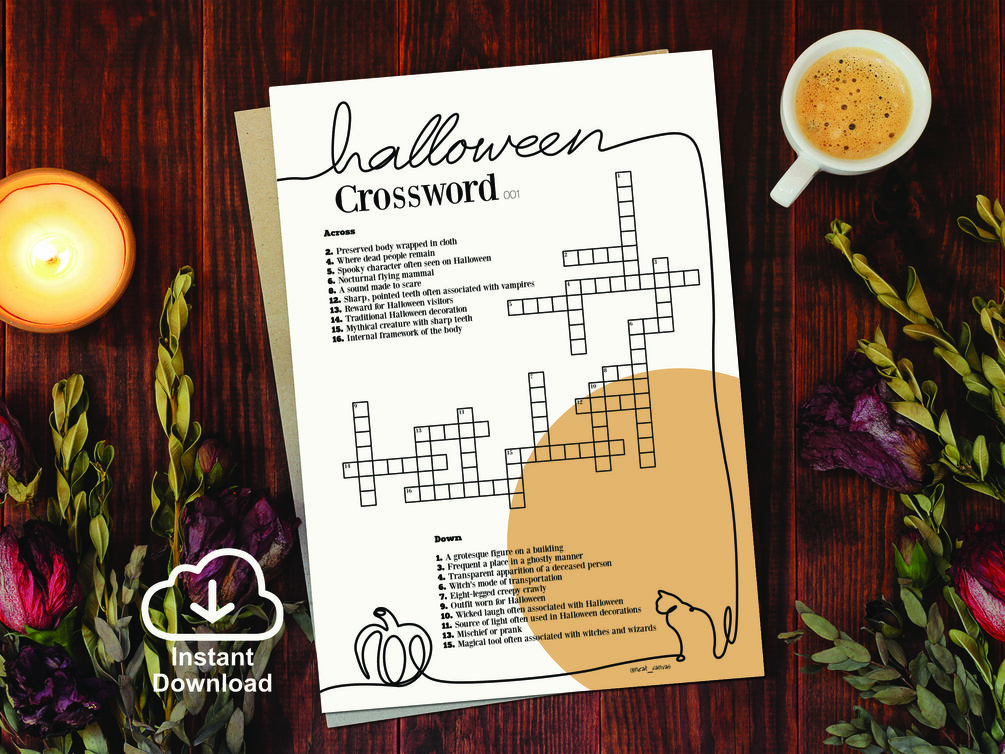 Halloween Printable Crossword 001 | Printable Halloween Party Games ...