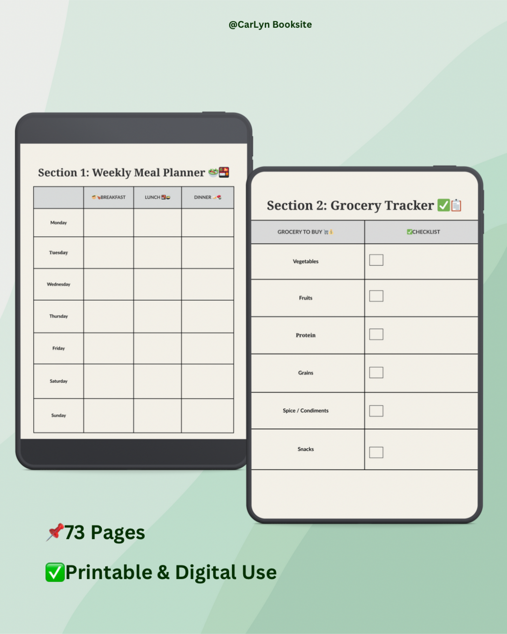 Weekly & Monthly Digital Meal Planner
