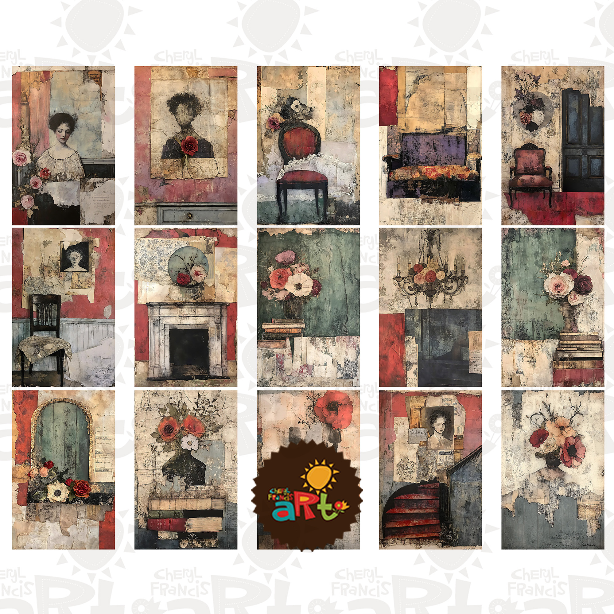 30 pc Home Decor Scrap Style Elegance Collage Printable Junk Journal ...