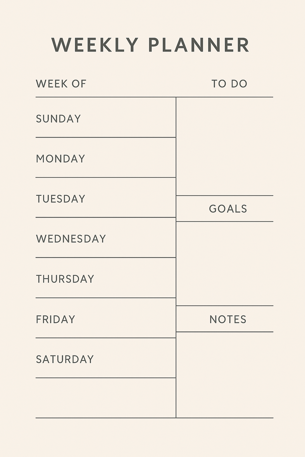 Minimalist Weekly Planner – Printable PDF (A4)