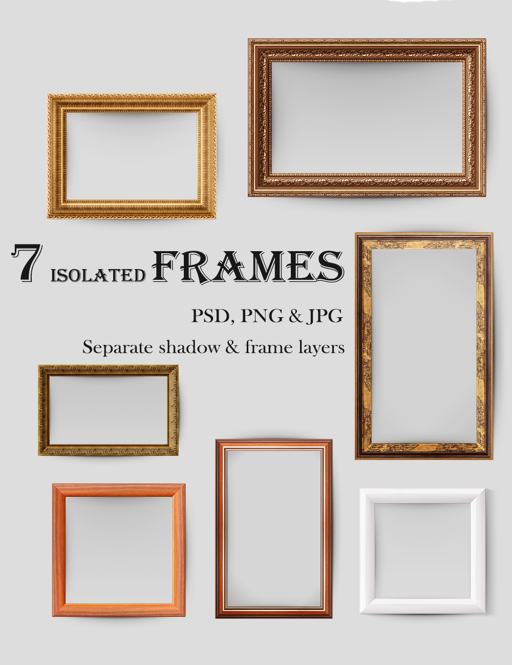 Picture Frame isolated layer, individual layer, wood frame natural for ...