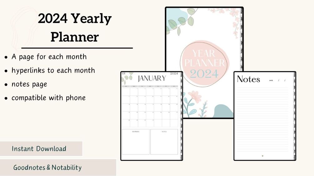 2024 Yearly Planner 📝 | Goodnotes&Notability