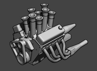 3D Model - Engine - V8 Trumpets