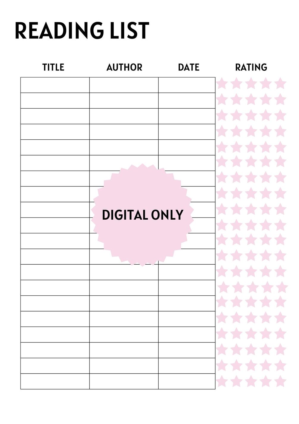 Printable books log, great gift