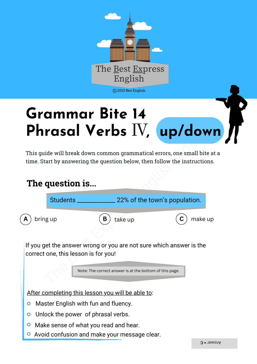 Laugh & Learn English Grammar Bites, 14 Phrasal Verbs up/down