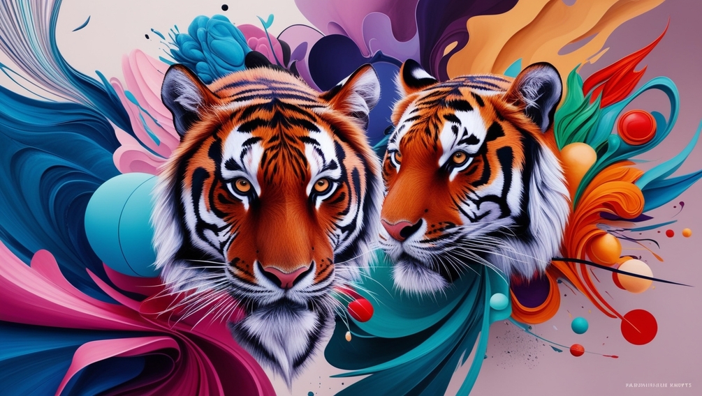 🎨 Abstract Expressionism and 🐯 Animal Adoptables: Majestic Tiger Images