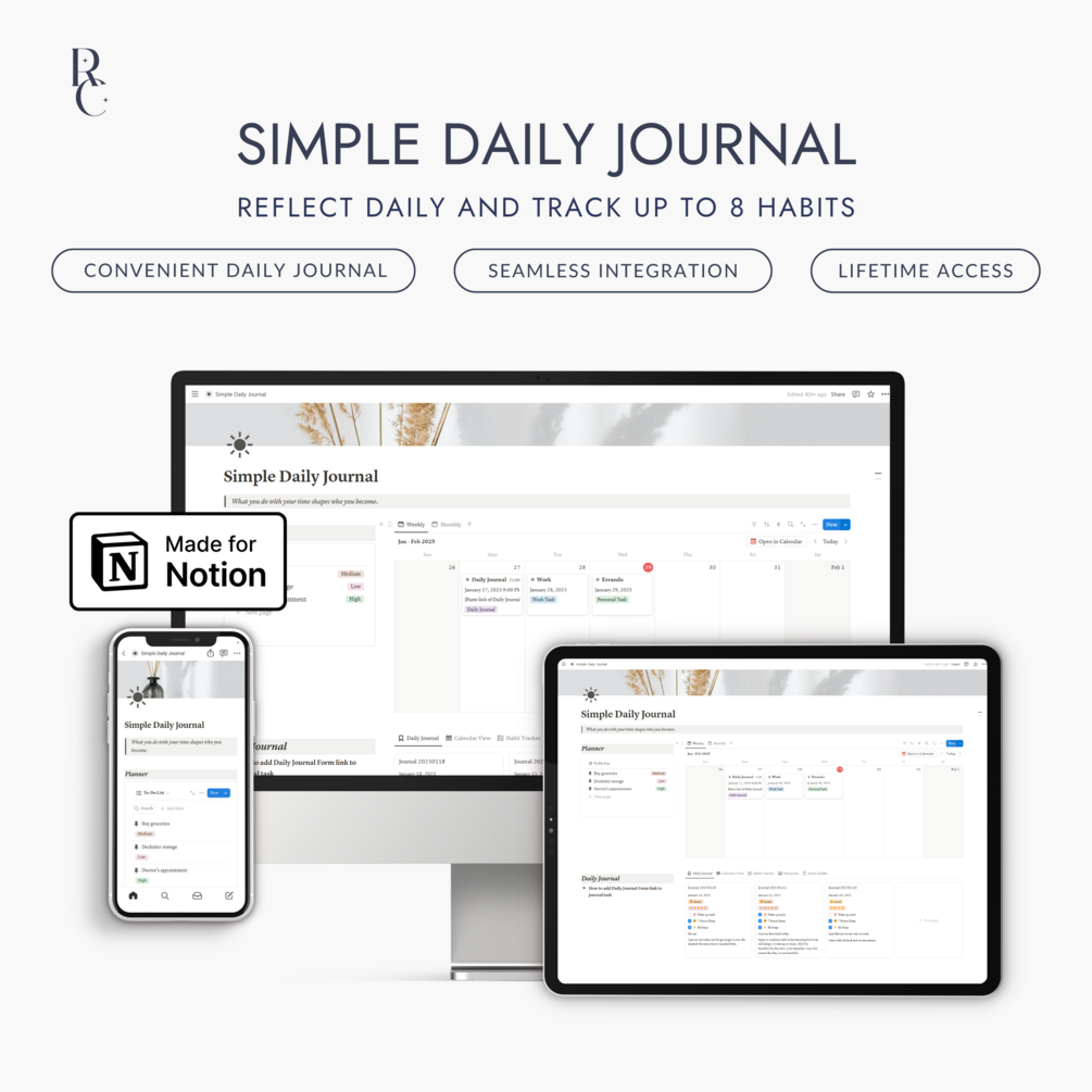 Simple Daily Journal (Track 8 Habits)