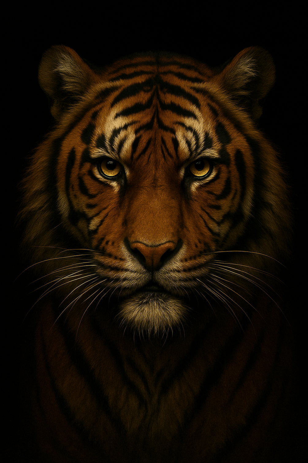 Powerful Tiger Face Digital Art – Majestic Animal Print.