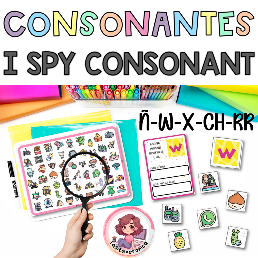 Lince fonético: consonantes (Ñ-W-X-CH-RR). I Spy Consonant Sounds 5 ...