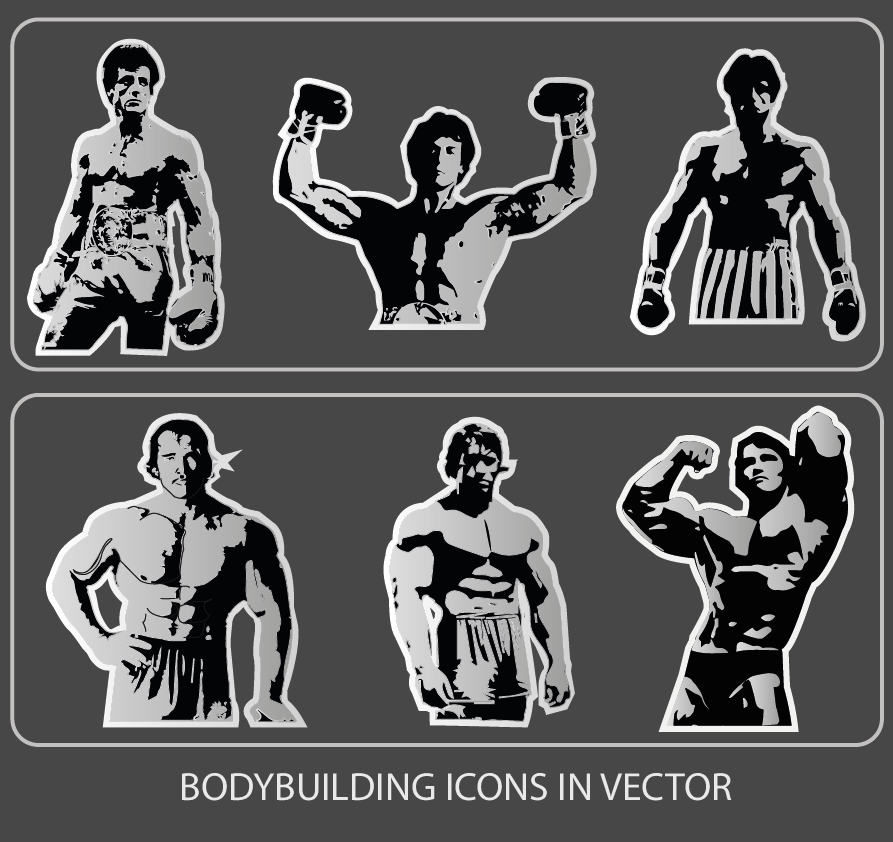 6 high quality body building icons in vector