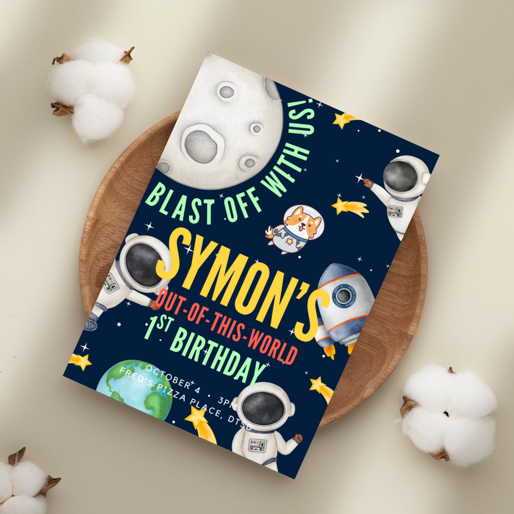 Blast Off Birthday Invitation | Space Astronaut Party Invite | Outer ...
