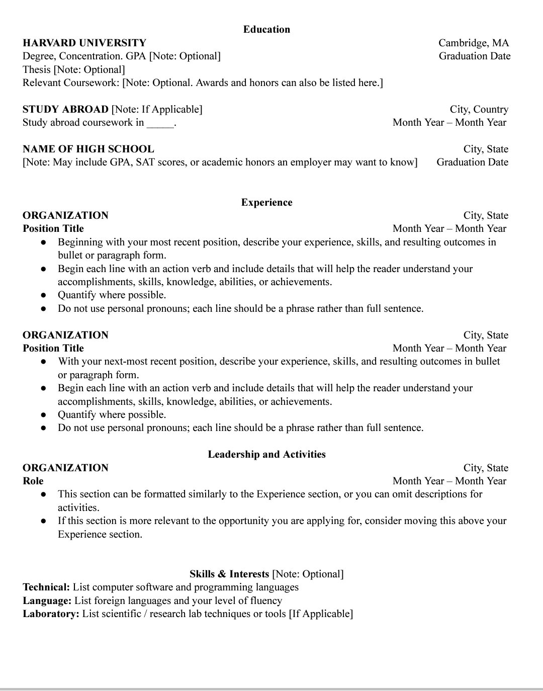 harvard cv template ats resume cv download word