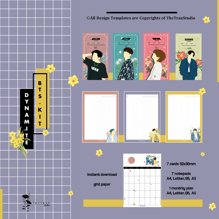 BTS Dynamite Card Notepad Planner | Digital & Printable Notepad ...