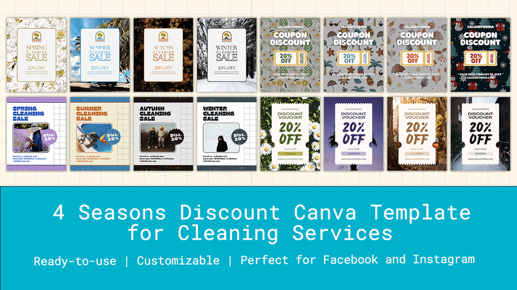 4 Seasons Discount Facebook/Instagram Post Canva Template