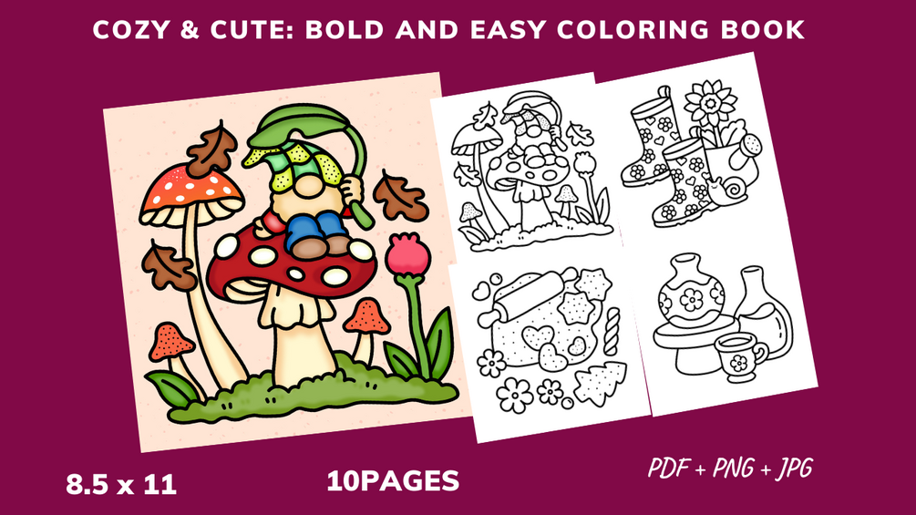 Cozy & Cute: Bold and Easy Coloring Book