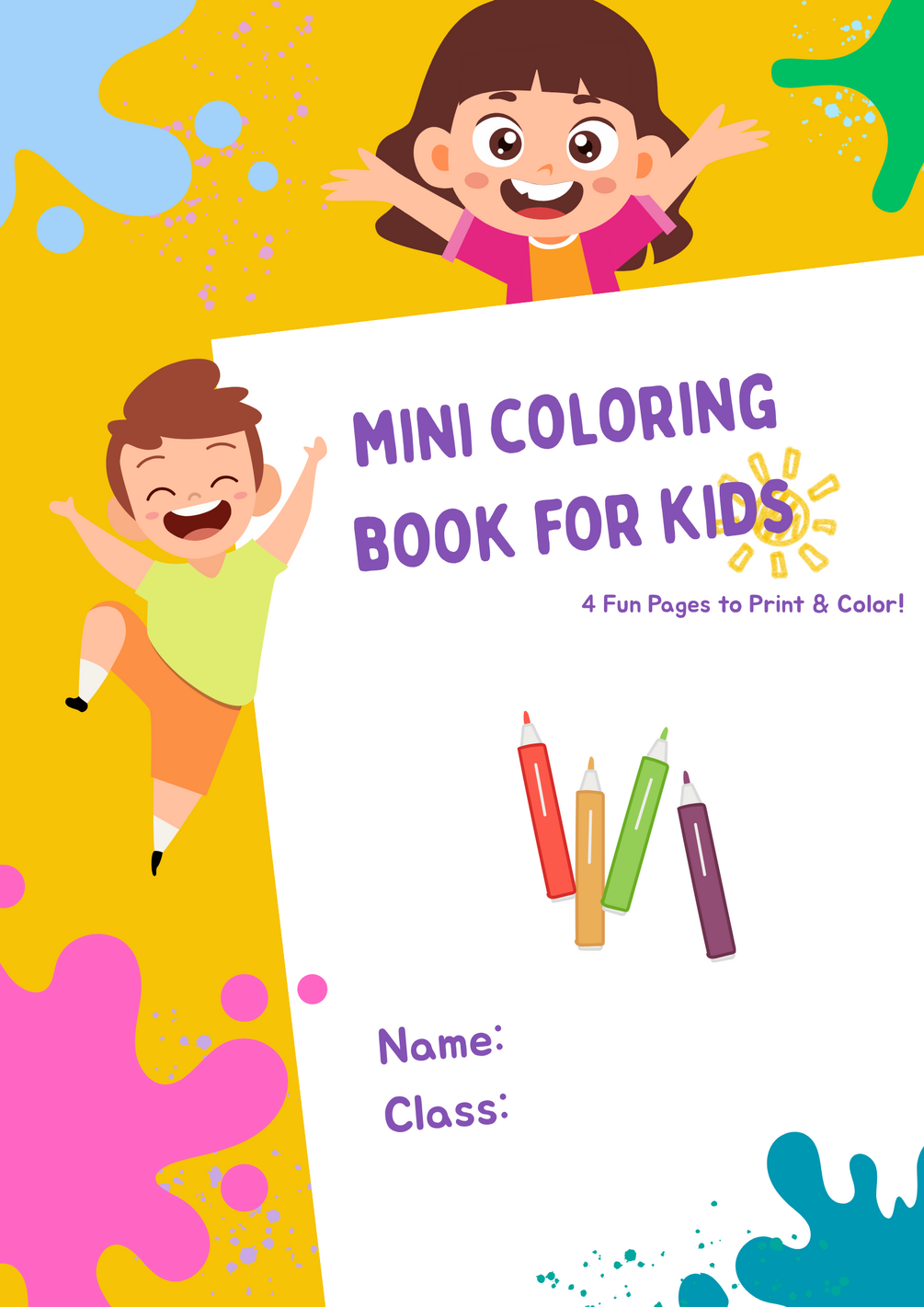 Mini Coloring Book – 4 Printable Pages for Kids