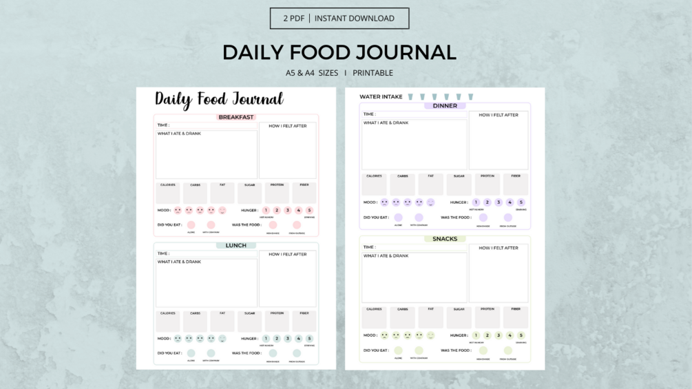 Daily food journal, Meal planner printable, Food diary printable, Food ...